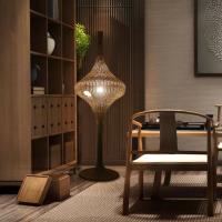 China Modern Standing Rattan Floor Lamp E27 Base For Living Room Hotel for sale