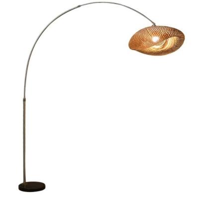 China funky rattan lampshade sofa side led floor standing lamp for sale