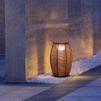 China Outdoor Rattan Shade Floor Lamp Solar Powered IP65 Waterproof for sale