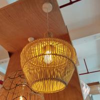 China Handmade Wicker Rattan Pendant Chandelier 150 Degree Beam Angle Switch Control for sale