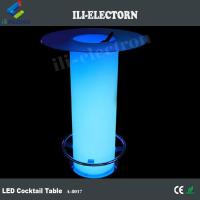 China High Glass Top LED Light Cocktail Table , Illuminated Coffee Table With Ice Bucket for sale