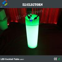 China High Glass Top LED Light Cocktail Table , Illuminated Coffee Table With Ice Bucket for sale