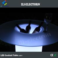 China High Glass Top LED Light Cocktail Table , Illuminated Coffee Table With Ice Bucket for sale