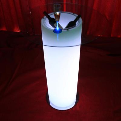 China plastic party frosting finishing top glass led ice bucket table for sale