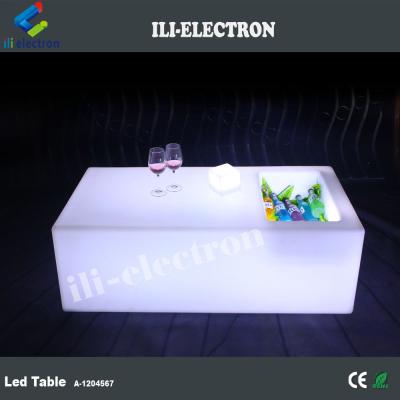 China Battery KTV Nightclub Bar Furniture Illuminated Plastic LED Pub Table for sale