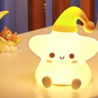 China Creative Gift Stars Silicone Pat Lamp Bedroom Bedside Led Small Night Light Cute Children'S Birthday Gift for sale