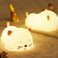 China Cute Silicone Sleeping Lamp Silicone Cat Night Light For Kids for sale