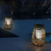China Customized Solar Rattan Garden Lanterns Portable With Handle for sale