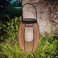 China Outdoor Rattan Woven Solar Lights Lantern Waterproof For Garden Landscape for sale