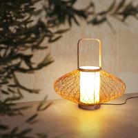 China 3500K Warm White Rattan Bamboo Table Lamp For Bedroom Switch Control for sale