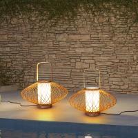 China 3500K Warm White Rattan Bamboo Table Lamp For Bedroom Switch Control for sale
