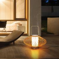China 3500K Warm White Rattan Bamboo Table Lamp For Bedroom Switch Control for sale