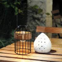 China Outdoor Solar Rattan Garden Lanterns Waterproof 3500K Warm White for sale