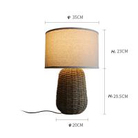 China Sustainable Rattan Table Lamp , Durable Rattan Bedside Light Switch Control for sale