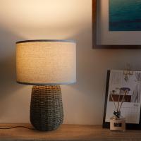 China Sustainable Rattan Table Lamp , Durable Rattan Bedside Light Switch Control for sale