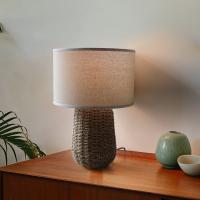 China Sustainable Rattan Table Lamp , Durable Rattan Bedside Light Switch Control for sale