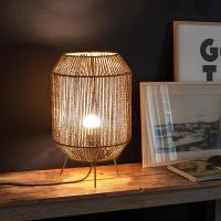 China Vintage Twine Rattan Table Lamp , Handmade Wabi Sabi Table Lamp For Homestay for sale