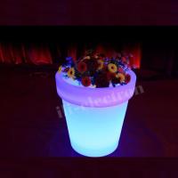 China Rechargeable LED Light Planter , Illuminated Planters Outdoor Round Color Changing for sale