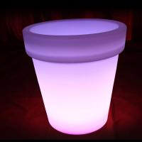 China Rechargeable LED Light Planter , Illuminated Planters Outdoor Round Color Changing for sale