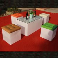 China Multifunctional LED Ice Bucket Square Shape PE Plastic Material With Leather Lid for sale