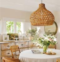 China Wabi-Sabi Rattan Chandelier Art Lamps Hand Woven Rattan Latern For Garden for sale