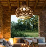 China Wabi-Sabi Rattan Chandelier Art Lamps Hand Woven Rattan Latern For Garden for sale