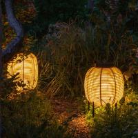 China Outdoor Rattan Decorative Portable Waterproof Floor Lamp Solar Garden Light for sale