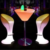 China Remote Control Manual Adapter PE Plastic Illuminated LED Cocktail Table For Nightclubs for sale