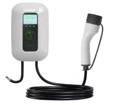 China RDC Adjustable AC Ev Charger Type 1 7kw 1 Phase Current Switching Wall-mounted Charging Stations With Swiping for sale