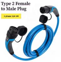 China RDC Portable EV Charging Double Gun Cable 32A Type 1 to Type 2  With Female-to-Male Plug for sale