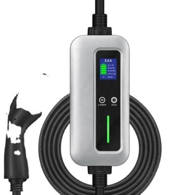 China RDC Portable Type 2  LCD Display Electric Car Fast Charging Station Portable EV Charger for sale