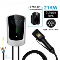 China EVONIC Waterproof IP55 Type 2 IEC62196-2 AC 7KW 21KW Wall Mounted Electric Vehicles Car Charging Station with 4.3inch LCD Screen for sale