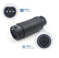China 32A EV Charger Adapter Socket Type1 J1772 to Type2 IEC 62196 EVSE Electric Vehicle Charging Converter Connector for sale