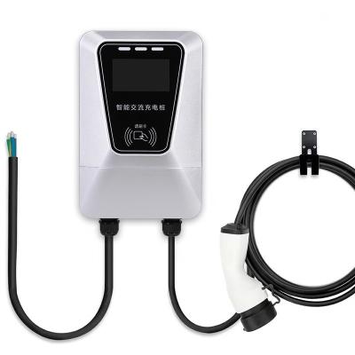 China 230V Cable length 5M European Standard Solar 7KW 11KW 22KW CCS2 Type 2 Wallbox Fast AC EV Charger Station with 5m Cable for sale