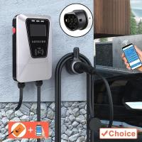 China 230V Cable length 5M European Standard Solar 7KW 11KW 22KW CCS2 Type 2 Wallbox Fast AC EV Charger Station with 5m Cable for sale