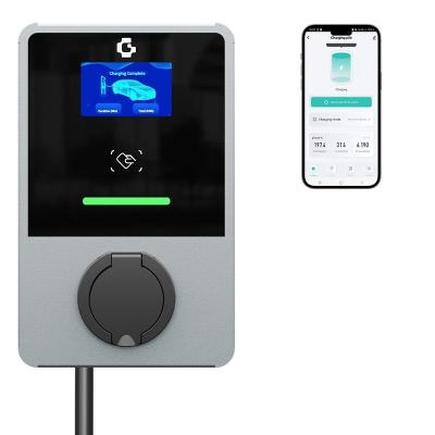 China Withstand Voltage 2000V Evonic Waterproof Wallbox Pole Mounted Type 2 22KW 32A Fast AC EV Charging Station with APP Control or RFID Card for sale