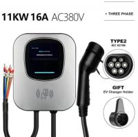 China AC Output Current 11KW 3 Phase 7KW 1 Phase Type2 Type1 Electric Vehicle Charging Position Wallbox EV Charger With 5m Cable for sale