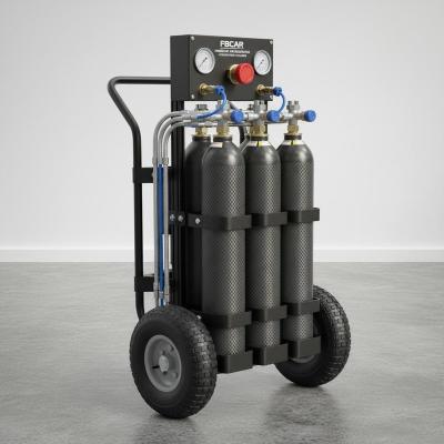 China Fbcar Handcart Air Respirator with 4 Carbon Fibre Cylinders and 90m Working Radius on SUS304 Stainless Steel Cart for sale
