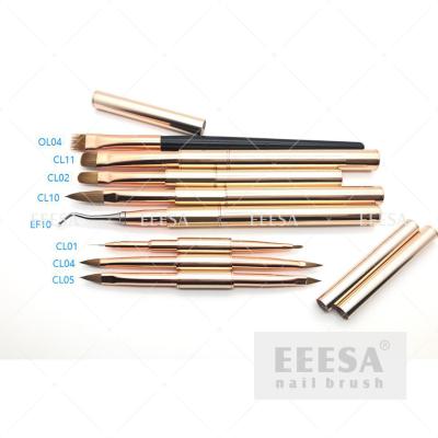 China Twin Head Nail Brush Set Full Collection Gradient  Rose Gold Color for sale