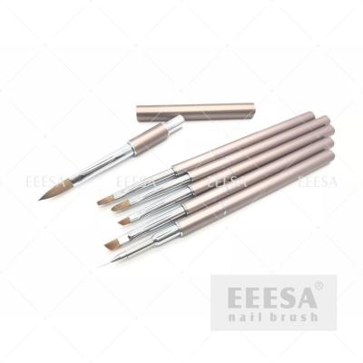 China Kolinsky Hair Nail Painting Brushes Bronze Handle Customized Logo for sale