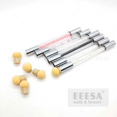 China Double End Nail Art Sponge Brush Crystal Handle Nail Gradient Shading for sale