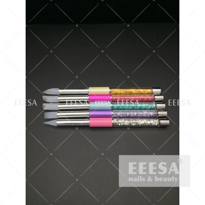 China Metal Handle Nail Art Tools Half Transparent 3D Silicone Tip Nail Art Design for sale