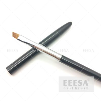 China Professional Slant  Nail Gel Brush Single Head Nylon Hair With Cap for sale
