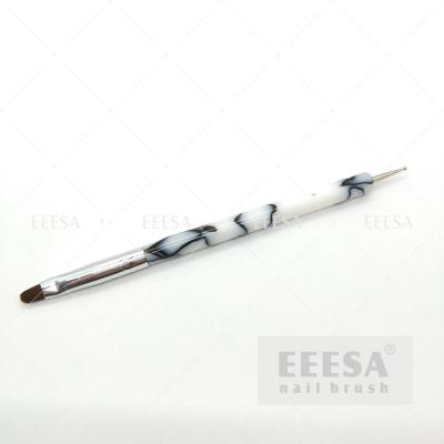 China Marbling Handle Nail Gel Brush Twin Head Synthetic Hair With Dotting Tool for sale