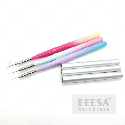 China Small  Long Nail Liner Brush Colorful Handle Customized Logo  With Cap for sale