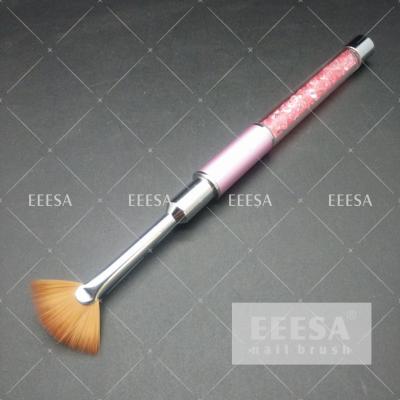 China Fan Shape Hair Nail Art Brushes Add Powder Glitters Decorations Crystal Handle for sale