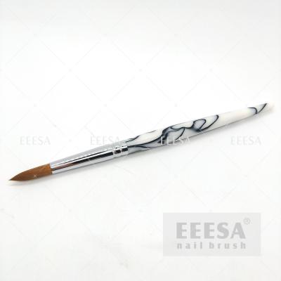 China White Marble Acrylic Handle Nail Acrylic Brush Size #10 With Mixture Kolinsky Hair Sable Hair for sale