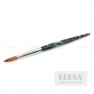 China black Marble Acrylic Handle Acrylic Nail Brush Size #8 Kolinsky Sable Hair Nail Brush Round for sale