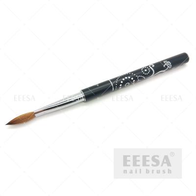 China Laser Dotting Engrave Design Acrylic Nail Brush #10 Pure Premium Kolinsky Hair Oval Shape Oem for sale