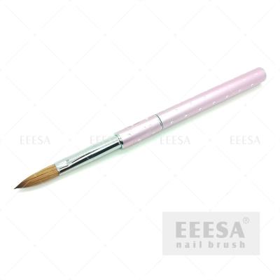 China 671U Pink Metal Sparkling Dotting Handle 100% Kolinsky Sable Hair Acrylic Nail Brush #10 for sale